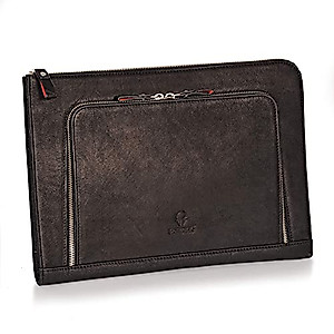 DONBOLSO Laptop Sleeve London I 13.3 Inch Genuine Leather Notebook Briefcase for Men & Women I Up to 14 Inch Protective Case I Vintage Black