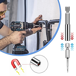 3PCS Magnetic Drill Bit Extension Holder 1/4" Hex Shank Magnetic Screwdriver Bit Holder S2 Steel Impact Driver Bit Set for Automotive Maintenance DIY Repair Work, 2, 4, 6-inch Extensions