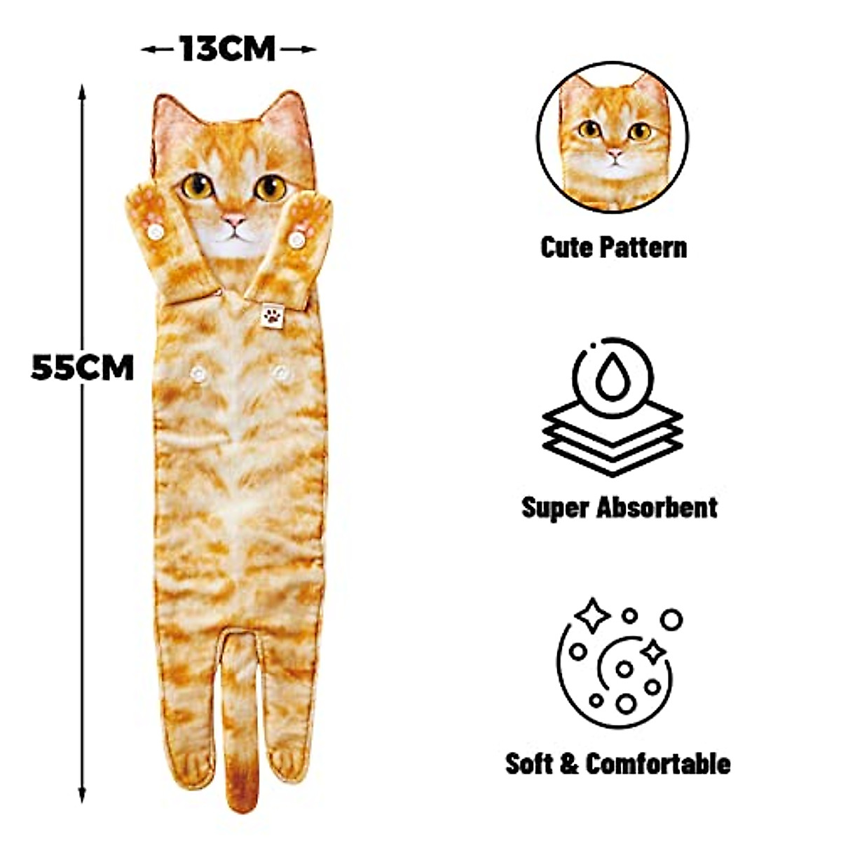 Cat Funny Hand Towels for Bathroom Kitchen Decor Cat Towel,Cute Decorative Hanging Washcloths Face Towels,Super Absorbent Soft, Housewarming Gift,Funny Gifts,Cat Lovers/Cat Mom Gifts for Women（Orange）