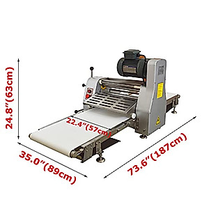 TECHTONGDA Commercial Dough Sheeter Pasta Roller Dough Press Machine Fondant Flattener Pizza Pastry Sheeter with 70.9x19.7 Conveyor Belt Bakery Equipment