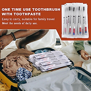 Xuezoioy Disposable Toothbrushes with Toothpaste,60Pack Apricot Individually Wrapped Disposable Travel Toothbrushes Kit in Bulk for Homeless,Nursing Home,Hotel,Charity