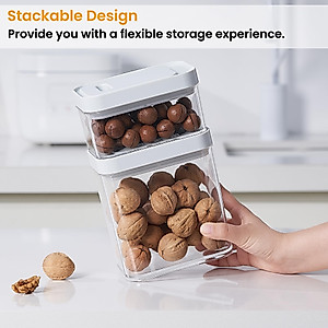 vacane Pump-Lock Airtight Food Storage with Detachable Lids, 0.38/0.99/1.63Qt Plastic Cereal Containers, Stackable Kitchen Storage Containers Set for Flour Snack Sugar Coffee, Dishwasher Safe