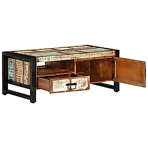 QJBSAVVA Coffee Table 39.4"x19.7"x16.1" Solid Wood Reclaimed,Bedside Tables Side Tables End Tables Entrance Tables Suitable for Meeting Rooms, Reception Rooms, Offices