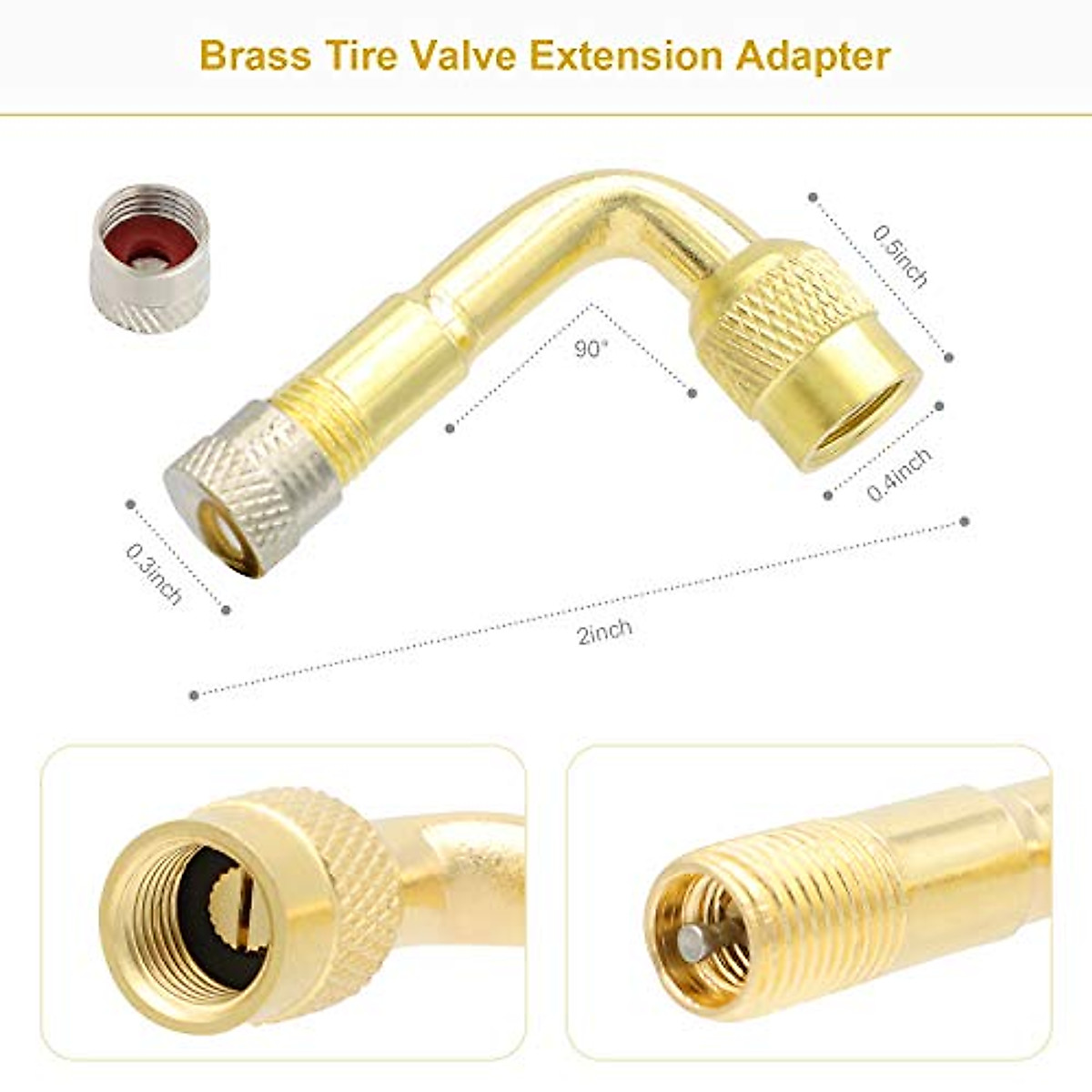 ZHSMS Tire Valve Extension, 8.25 Inch Flexible Valve Stem Extenders with 90 Degree Brass Schrader Tire Valve Extension Adaptor Compatible for Cars Truck Motorcycle Bike Scooter