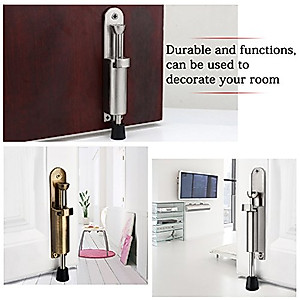 Sumnacon Kickdown Door Stops, Stainless Steel Easy Step Door Stopper, Spring Loaded Telescopic Step On/Off Door Stopper, Adjustable Heavy Duty Door Locks Holder Stop/Release by Foot, Silver