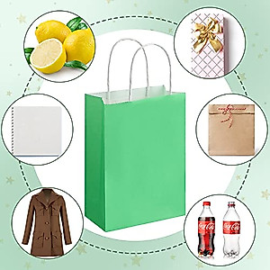 50 Pcs Green Gift Bags 6 x 8.2 x 3.1 Inches St. Patrick's Day Medium Green Paper Bags with Handles Kraft Paper Shopping Bags Gift Wrap Bags Green Party Favor Bag for Wedding Birthday Retail Supplies