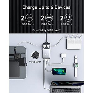 Anker 727 Charging Station (GaNPrime 100W), Compact Power Strip for Travel,Work, 5ft Detachable Extension Cord with 2 Outlets & 4 USB Ports, for iPhone14, Samsung, iPad, MacBook, More(not a Battery)