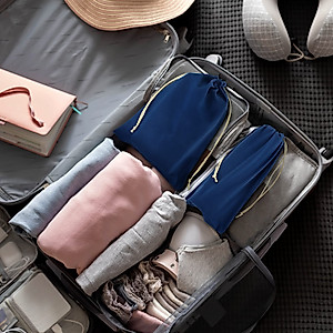 6 Pcs 3 Sizes Adult Toy Storage Drawstring Storage Bags Microfiber Toy Bag Organizer Stuff Pouch Sack Drawstring Gift Bags for Jewelry Women Men Travel Camping Valentines Birthday Gifts, Dark Blue