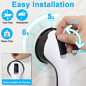 Consss Shower Grab Bars for Seniors, 250BL Shower Handles for Elderly Suction, Safety Heavy Bathtubs Grab Bars 2PCS Handicap Grab Bars Support for Bathroom/Showers/Toilet