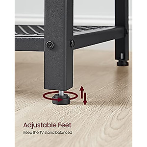 VASAGLE TV Stand for 65 Inches TVs, Industrial Entertainment Center, Modern TV Console with Open Storage Shelves for Living Room, Bedroom, Rustic Brown and Black ULTV105B01