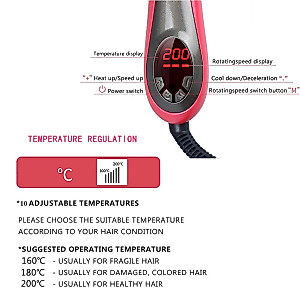 Automatic Hair Curling Iron 2 in 1 Hair Straightener Curler 1 to 1.2 Inch Spinning Hair Wand with Automatic Rotation for All Hiar Type Ceramic Flat Iron Auto Rotating Spiral（for Long Hair ONLY）