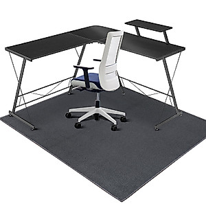 Large Chair Mat for Hard Floor, 63"x51" Office Chair Mat for Hard Surface, Flannel Fabric Chair Mat for Hardwood Floors, Protector Floor Desk Rug for Home Office, Protect Your Floors in Style (Grey)
