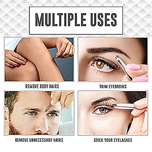 RUBEXX Precision Eyebrow Tweezers for Women Men Professional Stainless Steel Slant Tip Tweezers for Plucking Chin Facial Ingrown Hair Removal Anti Slip