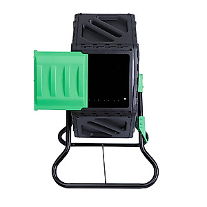 Saicool 18.5 Gallon Compost Bin Tumbling Composter, Heavy-Duty Compact Chamber Outdoor Compost Tumbler - Easy-Turn, Fast-Working System BPA Free