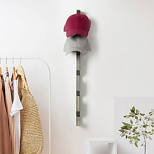 MyGift Wall Mounted Wooden Hat Collection Display Rack Organizer with 6 Slots for Baseball Caps in Barnwood Gray Wood Finish