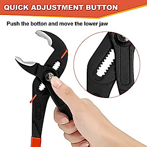 Kowsinde 3-Piece Groove Joint Pliers Set, Adjustable Water Pump Pliers, V-Jaw Tongue and Groove Pliers, 7-inch, 10-inch, 12-inch