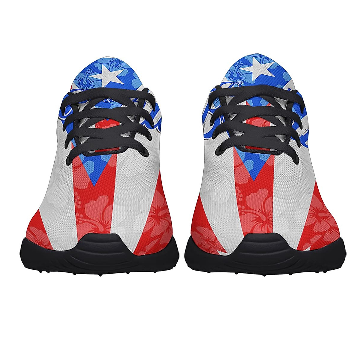Puerto Rico Shoes for Men Women Running Sneakers Breathable Casual Sport Tennis Shoes Gift for Him Her Black Size 9