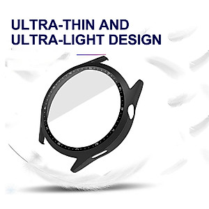 Acadeny [2-Pack] Case with Tempered Glass Screen Protector Compatible for Huawei Watch GT3 46mm, 9H Hardness 360° All-Round Protective Ultra Thin Protective PC Case Cover for - Black Black, 2black