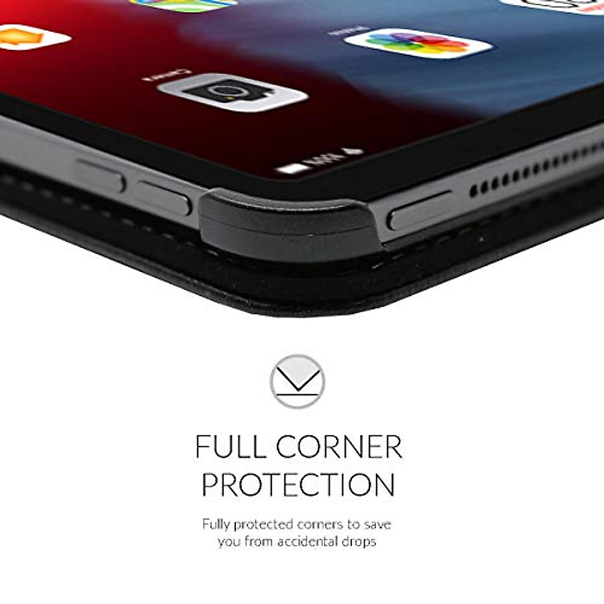 Snugg iPad Pro 11" Leather Case with Stand, Magnetic Closure, Protected Corners and Auto Sleep/Wake Function - Blackest Black