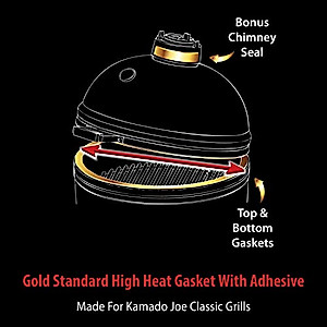 High-Que Gold Standard Nomex and Kevlar Gasket, Replacement for Kamado Joe Classic Grill High-Heat 12' Gasket Seal, 2-Year Warranty, Made in USA