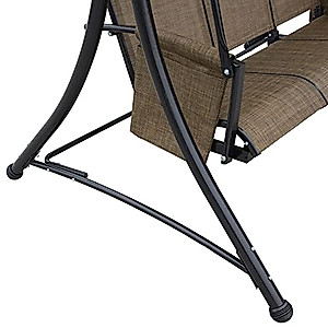 Outsunny 3-Seat Patio Swing Chair, Outdoor Porch Swing Glider with Adjustable Canopy, Side Pouches, Breathable Seat and Back, for Garden, Poolside, Backyard, Brown