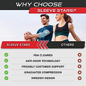 Sleeve Stars Elbow Compression Sleeve for Women & Men, Tendonitis Elbow Brace & Elbow Support for Pain & Arthritis, Tennis Elbow Sleeve Arm Protector Wrap for Golf & Sports (S-XXL) (L: 10"-12", Light Blue)
