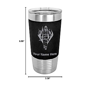 LaserGram 20oz Vacuum Insulated Tumbler Mug, Fireman, Personalized Engraving Included (Faux Leather, Black)