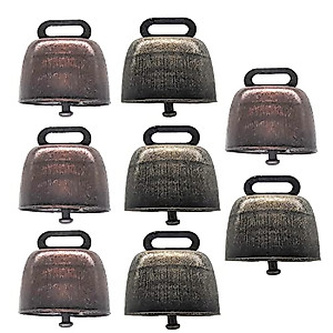 8pcs Metal Cow Bells, Vintage Style Cow Horse Sheep Grazing Copper Bells, Horses and Sheep, Animal Anti-Lost Accessories Bell, Cattle Goat Farm Loud Bronze Bell Long Distance Horse Sheep Iron Bells.