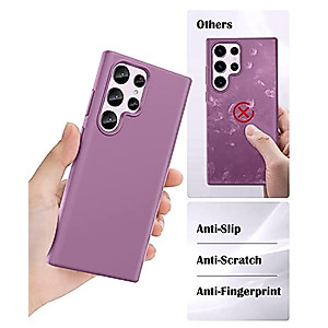 BANLEA for Samsung Galaxy S23 Ultra Case with Camera Lens Protector, Liquid Silicone Protective Shockproof Hard Phone Case, [Anti-Scratch] Soft Microfiber Lining for 5G 6.8 Inch 2023 - Purple
