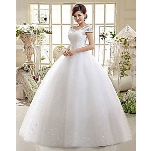 Eyekepper Double Shoulder Floor Length Bridal Gown Wedding Dress Custom Size (04,White)