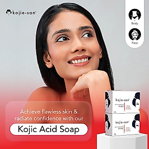 Kojie San Skin Brightening Soap - Original Kojic Acid Soap that Reduces Dark Spots, Hyperpigmentation, & Scars with Exfoliating Soap Net Included – 135g x 6 Bars
