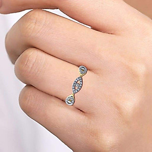 Pretty Jewels 14k Yellow Gold Evil Eye Design Ring, 1/6 Carat Round Cut White Natural Diamond Stackable Engagement Wedding Ring For Women (Color: H-I, Clarity: I1-I2, 0.17 Cttw) Ring Size-6