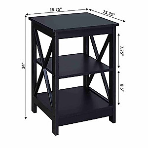 Convenience Concepts Oxford End Table with Shelves, Black