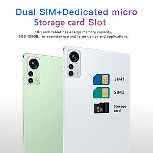 BROLEO Tablet Computer, Tab M10 3200x1440 8MP 13MP 10.1 Inch Tablet PC 8800mAh for Android 11 for Work (Green)