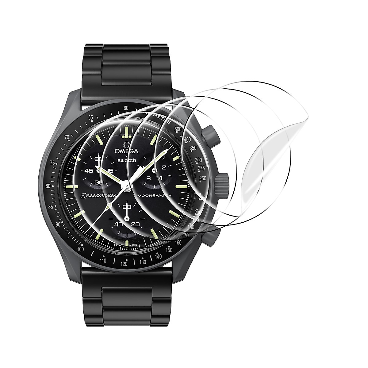 Stanchev Crystal Protector for Moonswatch,Soft TPU Anti-Scratch Screen Protector Compatible with Swatch Omega Moonwatch,HD Clear Screen Protector Cover for Omega x Swatch Moonswatch 5 Pack