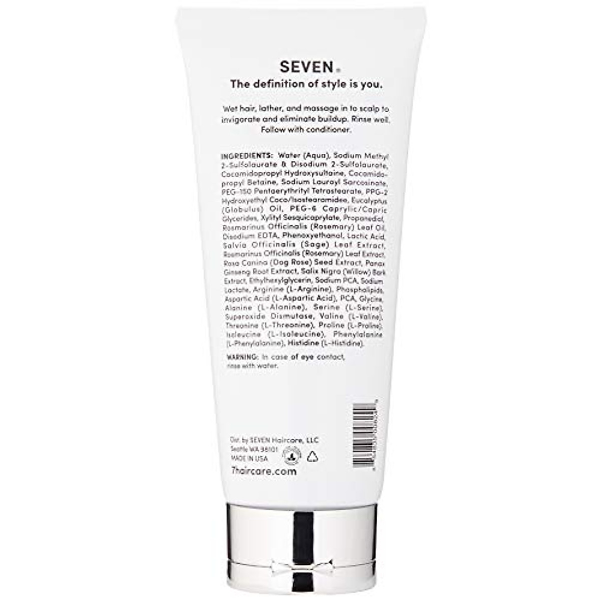 SEVEN Hair Care Cubica Clarifying Shampoo for Women & Men, Detox and Minimize Dry Scalp + Buildup with Rosemary, Eucalyptus & Rose Hip Oil, Cruelty Free, Sulfate Free, Made in USA, 7 oz