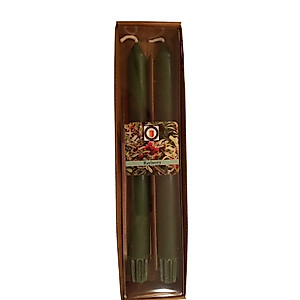 100% Pure Beeswax 10 inch Bayberry Scented Taper Candle Pair, Hand Poured by Hubbardston Candle Company