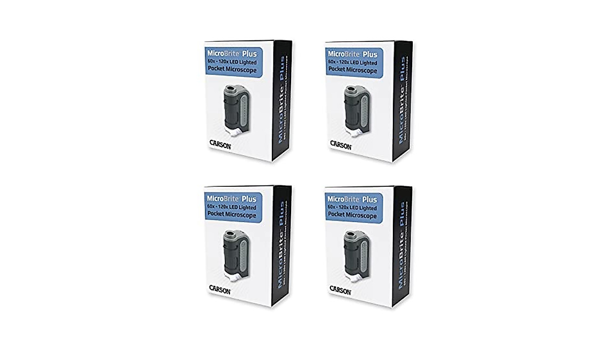 Carson MicroBrite Plus 60-120x LED Pocket Microscope | 4-Pack