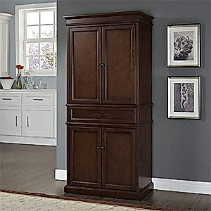 BOWERY HILL Kitchen Pantry Solid Wood Storage Cabinet in Mahagony