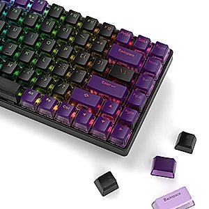 XVX Pudding Keycaps - PBT Keycaps, 165 Keys Keyboard Keycaps, OEM Profile Keycaps Set, Custom Keycaps for 61/68/84/87/82/100 Cherry Gateron MX Switches Mechanical Keyboard - Black Purple