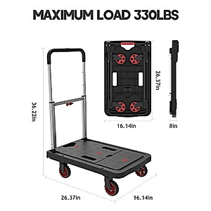 BLUETTI Trolley Cart for AC200P AC200MAX AC300 B300 B230 EB70 EB240 SP200 PV200, Anti-slip Platform Hand Truck Foldable for Easy Storage, Universal Wheels with 330 lbs Weight Capacity