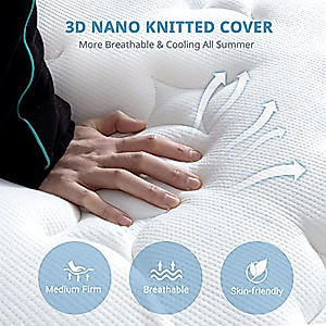 BedStory Queen Mattress, 12 Inch Gel Memory Foam Hybrid Mattress in a Box, Queen Size Mattress with Individually Wrapped Pocket Coils for Supportive and Pressure Relief, Made in USA