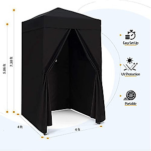 EAGLE PEAK Flex Ultra Compact 4x4 Pop-up Canopy, Sun Shelter, Changing Room, Portable Privacy Canopy Cabana for Pool, Fashion Photoshoots, or Camping, Black