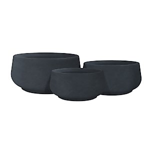 Kante 21.6",16.9",and 12.5" Dia Round Charcoal Elegant Planters (Set of 3), Outdoor Indoor Garden Plant Pot with Drainage Hole and Rubber Plug for Home & Patio