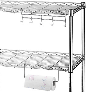 CroBlissful 2 Pack Paper Towel Hanger with Hook for Wire Shelving Paper Towel Holder and Hook Set for Camp Chef Stove Side Shelves Utensils Hanging Kit Grills Kitchen
