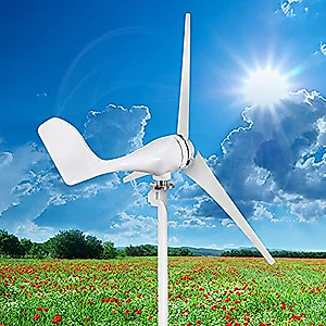 Dyna-Living Wind Turbine Generator Kit 400W DC 12V Wind Turbine Motor 3 Blades Wind Power Generator with Charge Controller for Home Marine Industrial Energy(Not included mast) White