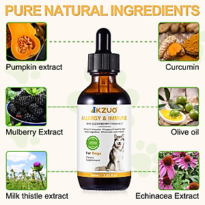 Bivinke Allergy Relief Drops for Dogs,Immune Support Supplement,Dog Supplement,Dietary Supplement,Dog Skin Issues with Elderberry & Vitamin C Vitamins - 2 Fl oz/60ml (1pcs)