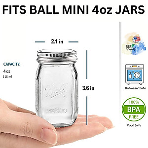 Mini Mason Jar STORAGE Lid Pack - Set of 4 Black Polypropylene Plastic MINI Jar Lids, 48mm BPA-Free Plastic Lids for MINI Jars, STORAGE Jar Lids Set Made in USA (not a spice lid), Non-Rusting Jar Lids