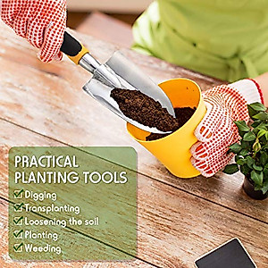 Garden Hand Shovel Garden Trowel Gardening Hand Tools Set with Soft Rubberized Non-Slip Handle Aluminum Alloy Planting Tools for Planting, Transplanting, Weeding, Moving and Smoothing (Yellow, Green)