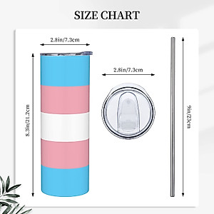 LIICHEES Transgender Pride flag Stainless Steel Vacuum Insulated Tumbler 20oz Coffee Cups Travel Mug Water Cup with Metal Straw Cleaning Brush
